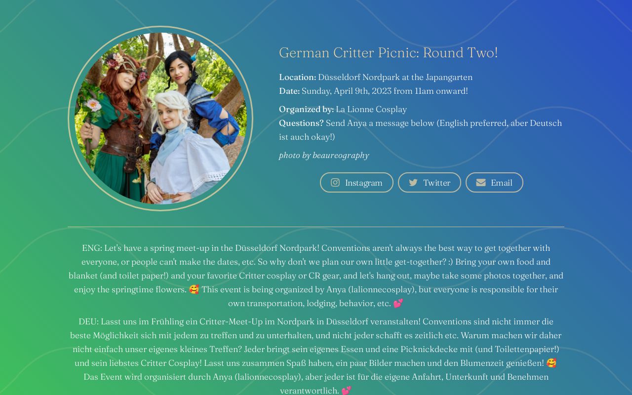 German Critter Cosplay Picnic